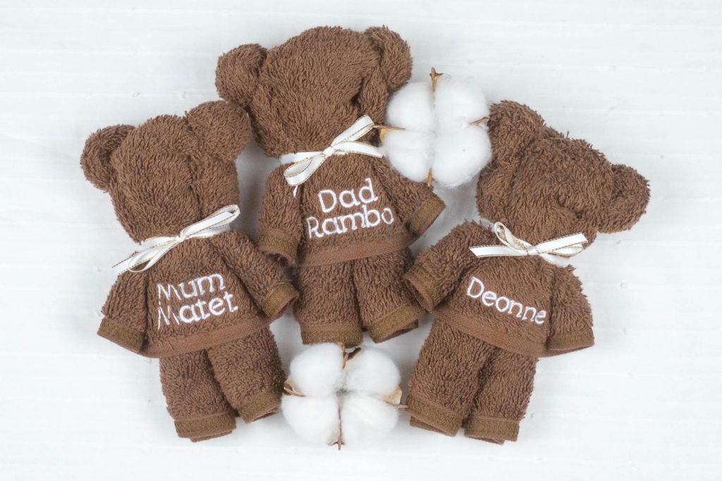 Personalized Embroidered Teddy Face Towels - The Embroidery Box