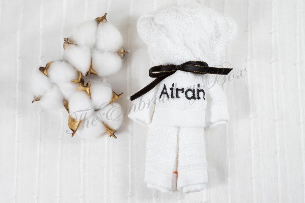 Personalized Embroidered Teddy Face Towels - The Embroidery Box