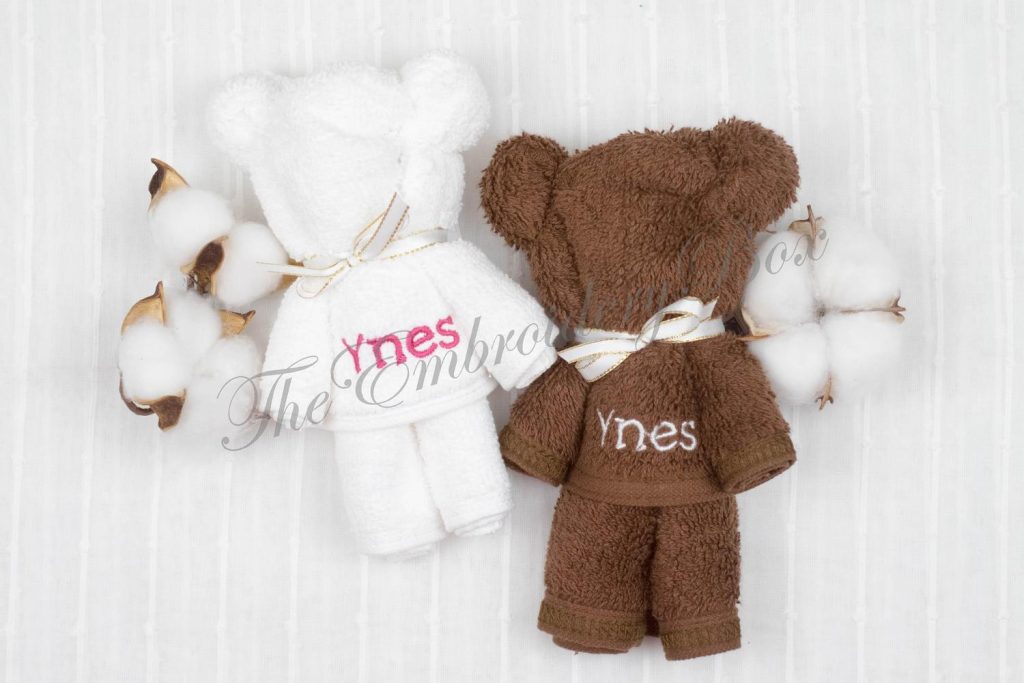 Personalized Embroidered Teddy Face Towels - The Embroidery Box