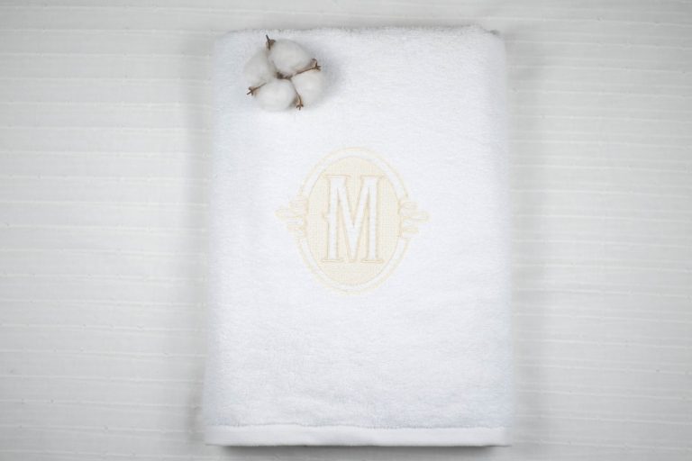 Embossed Monogrammed Embroidered Bath Towel - The Embroidery Box